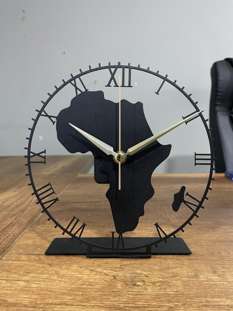Africa Modern Black Tabletop Clock - Bross Home – BrossHome Metal Wall Art