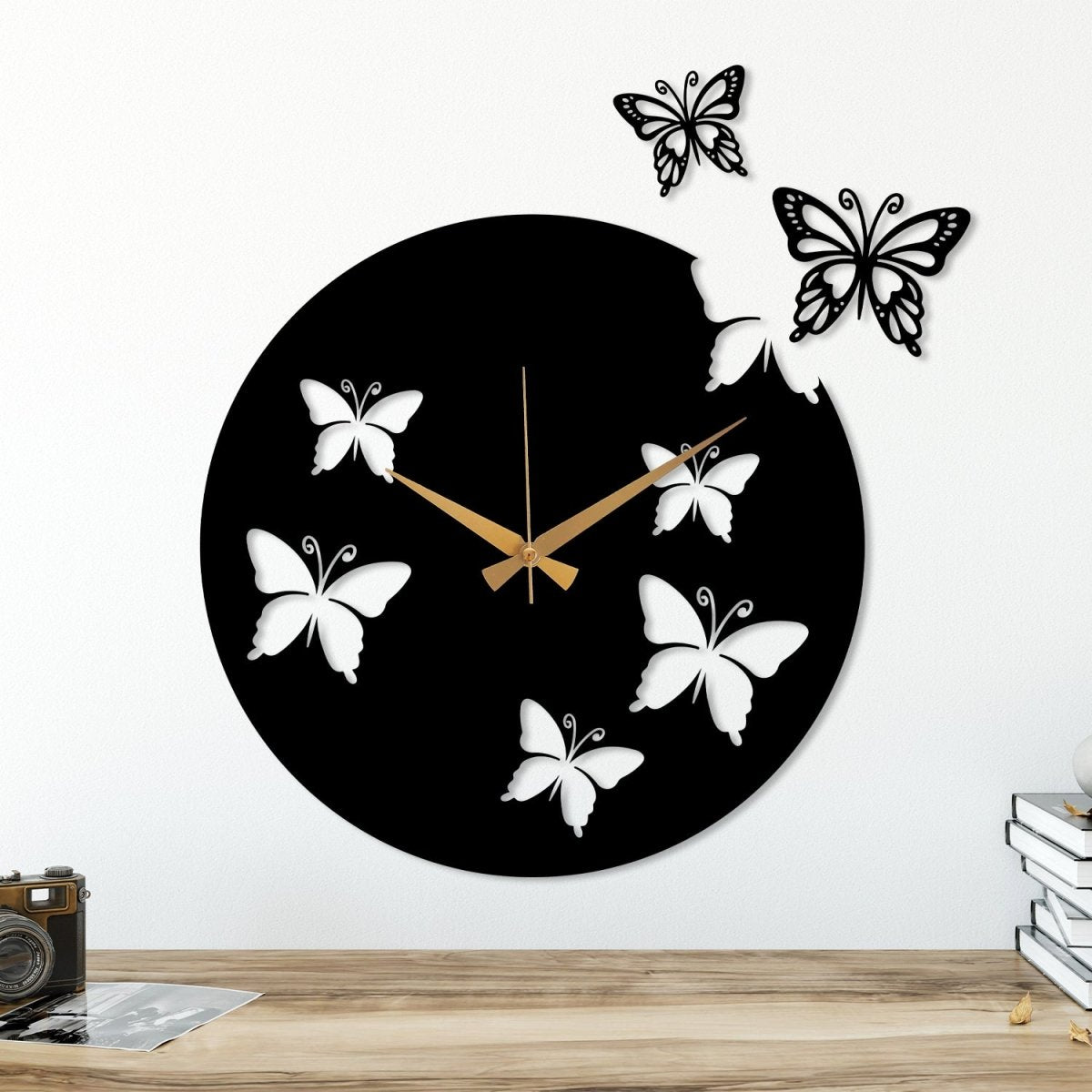 Large Butterfly Wall Clock - BrossHome – BrossHome Metal Wall Art
