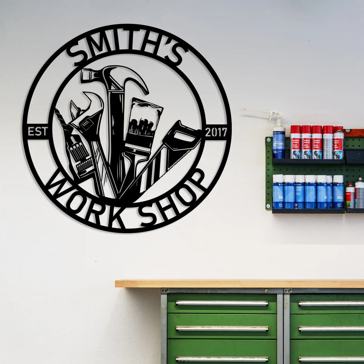 Personalized Workshop Sign with Established Date - Custom Metal Decor ...