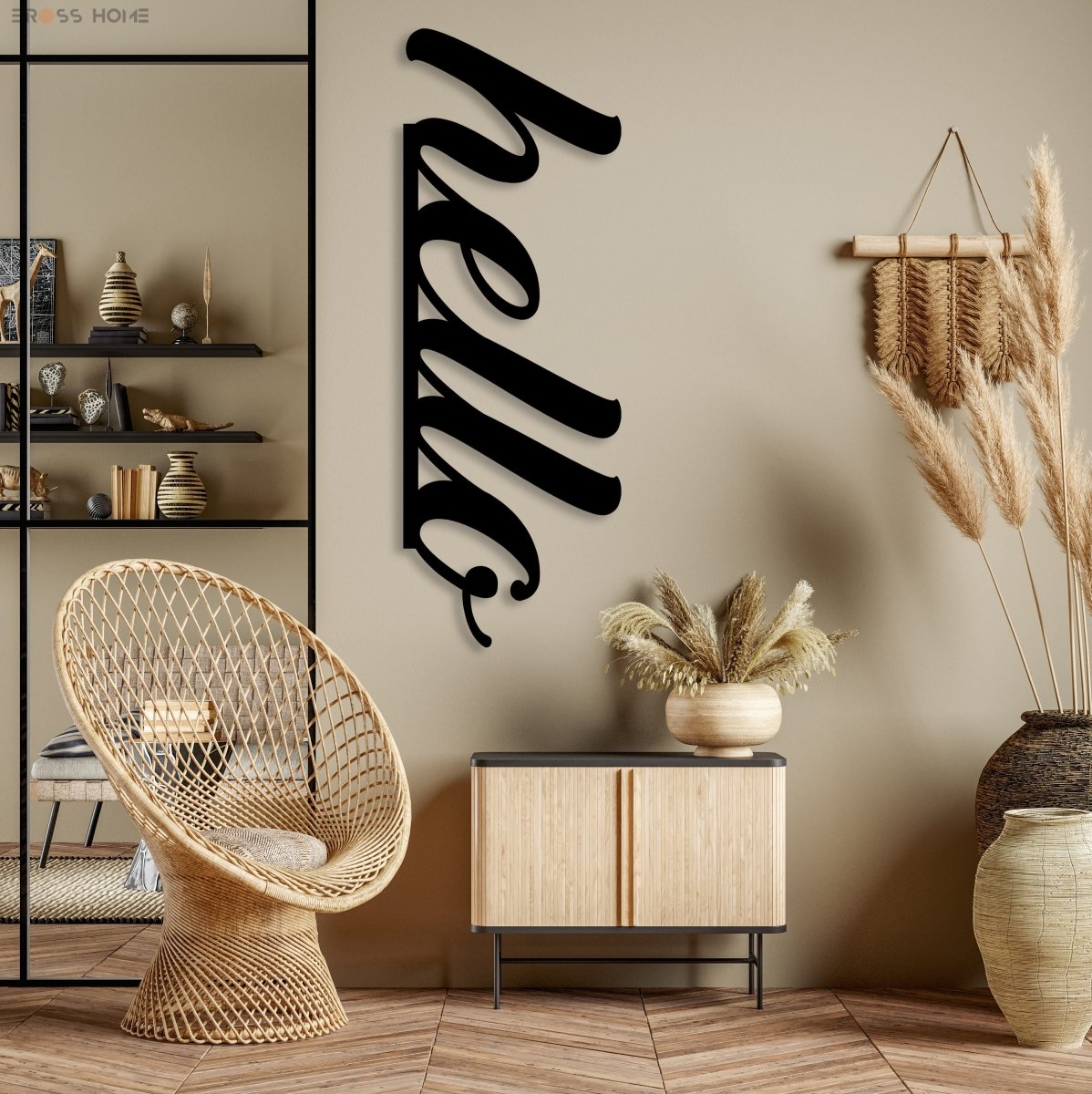 Hello Metal Wall Sign - BrossHome – BrossHome Metal Wall Art